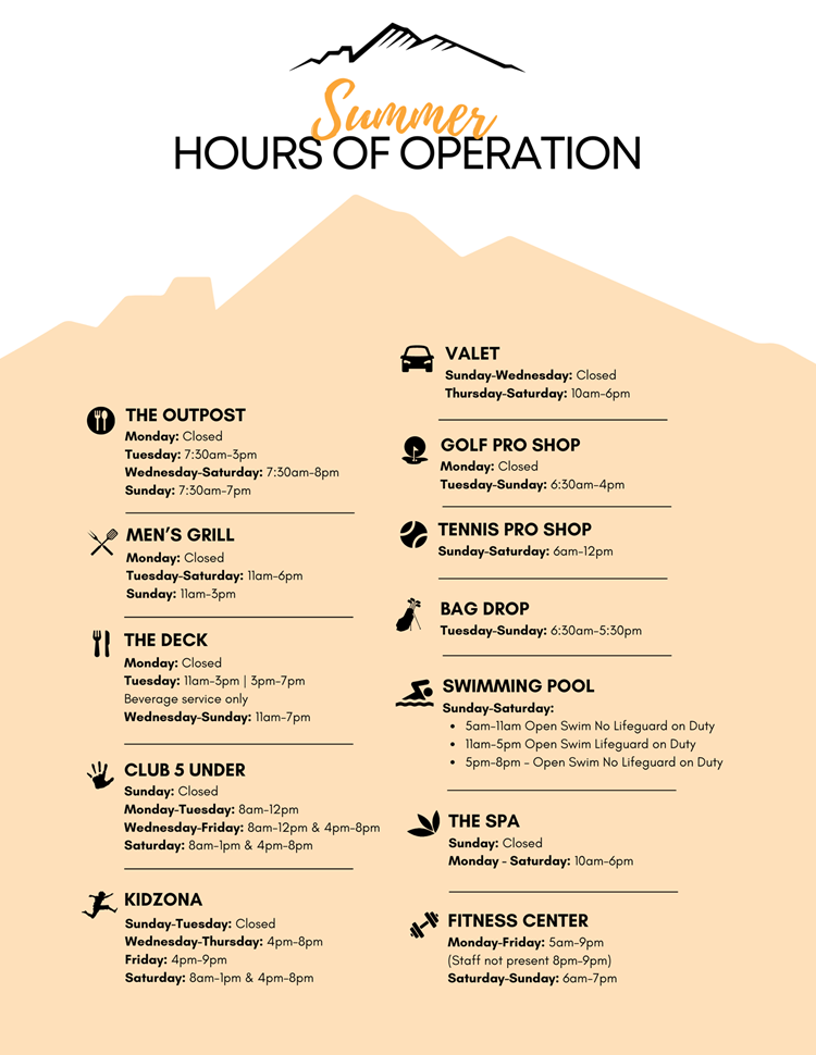 Club Hours | Arizona Country Club - Phoenix, AZ